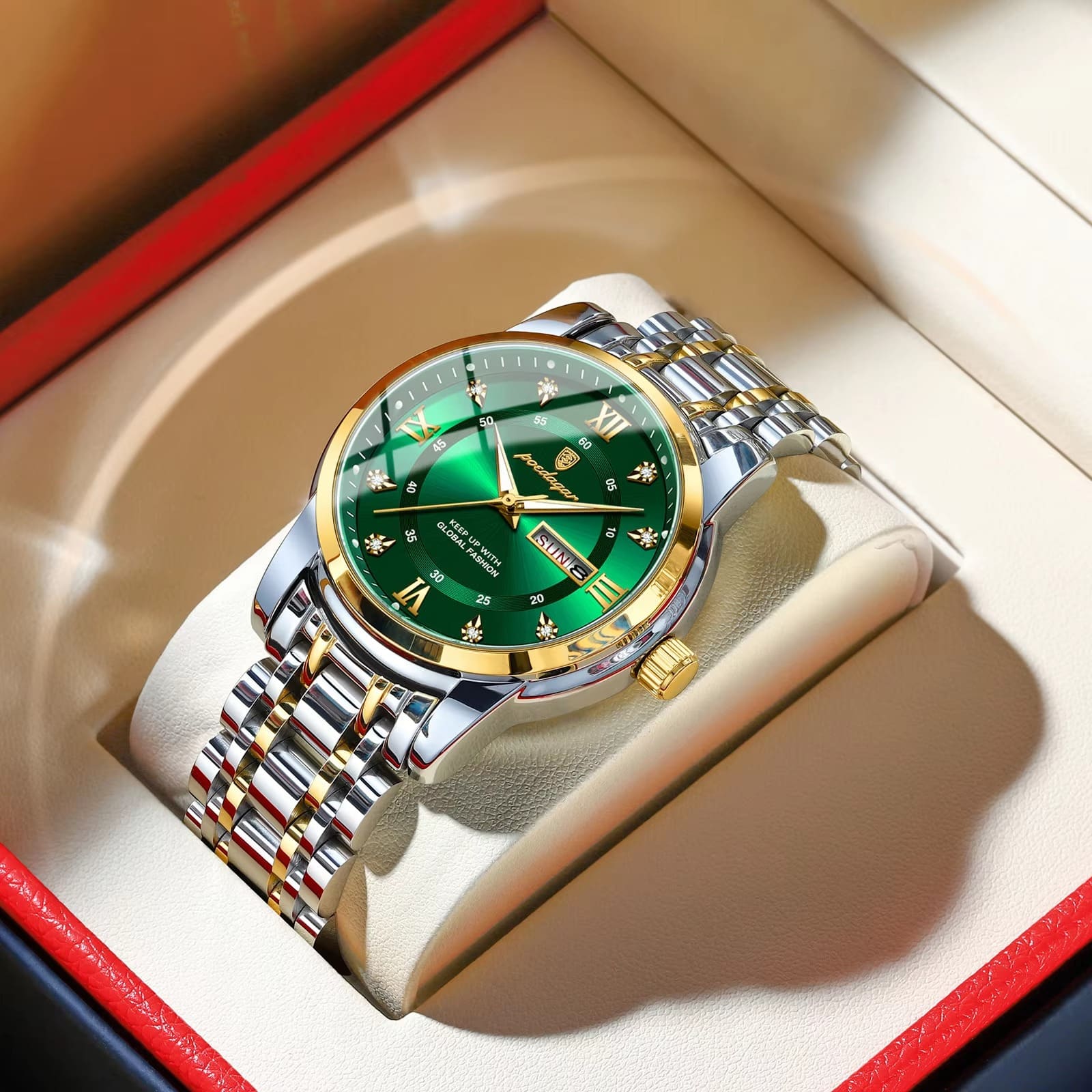 POEDAGAR Executive Watch Men Luminous Day Date 8 Colors – AK Empire Watches